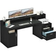 Computer Desk with 3 Drawer & Storage Shelves, Home Office Desk with ...