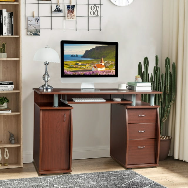 Computer Desk with 3 Drawers, Home Office Desks with Cabinet ...