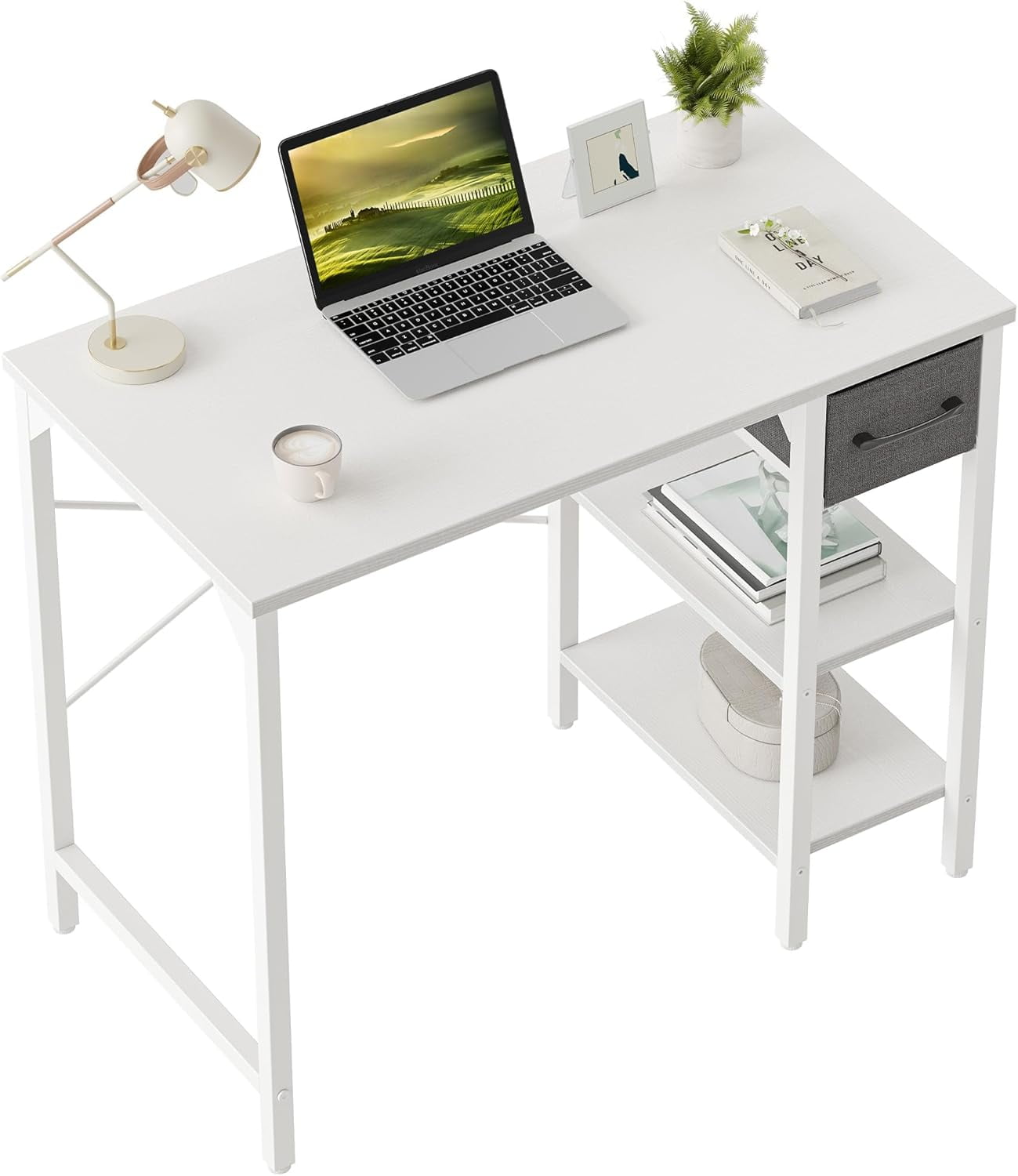 Computer Desk, 35 Inch Small Home Office Desk with Drawer Storage ...