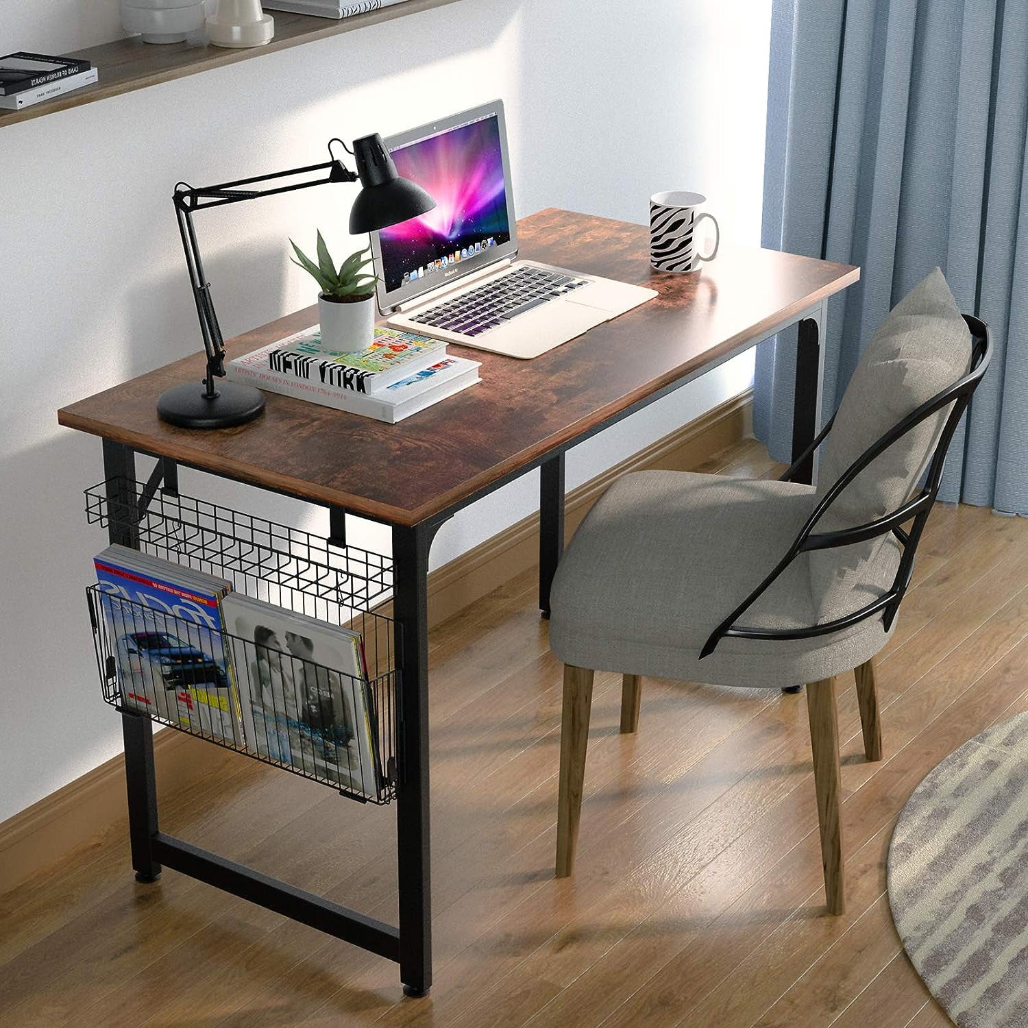 Computer Desk 39 Inch Home Office Desk, Wood Storage Table, Modern ...