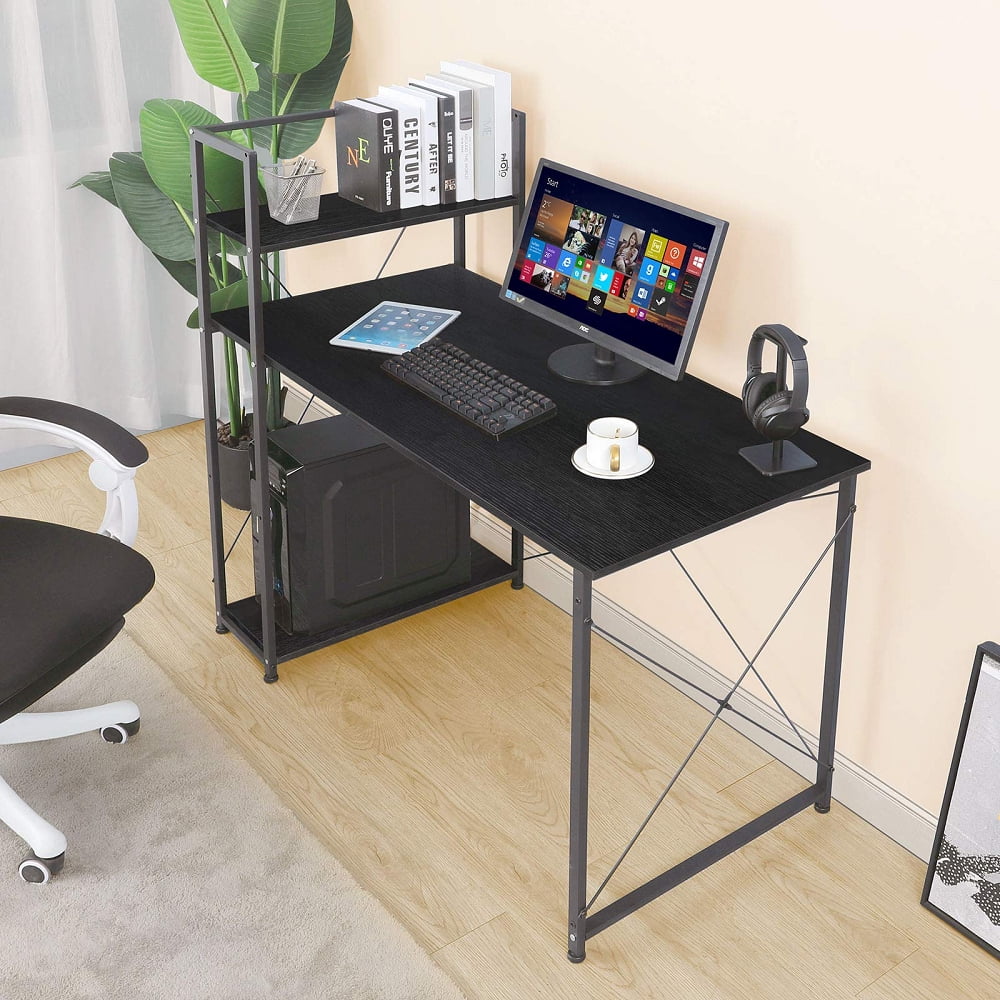 Computer Desk with 4 Tier Shelves for Home Office, 47" Writing Study ...