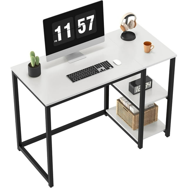 Computer Desk 40 inches with 2-Tier Shelves Sturdy Home Office Desks ...