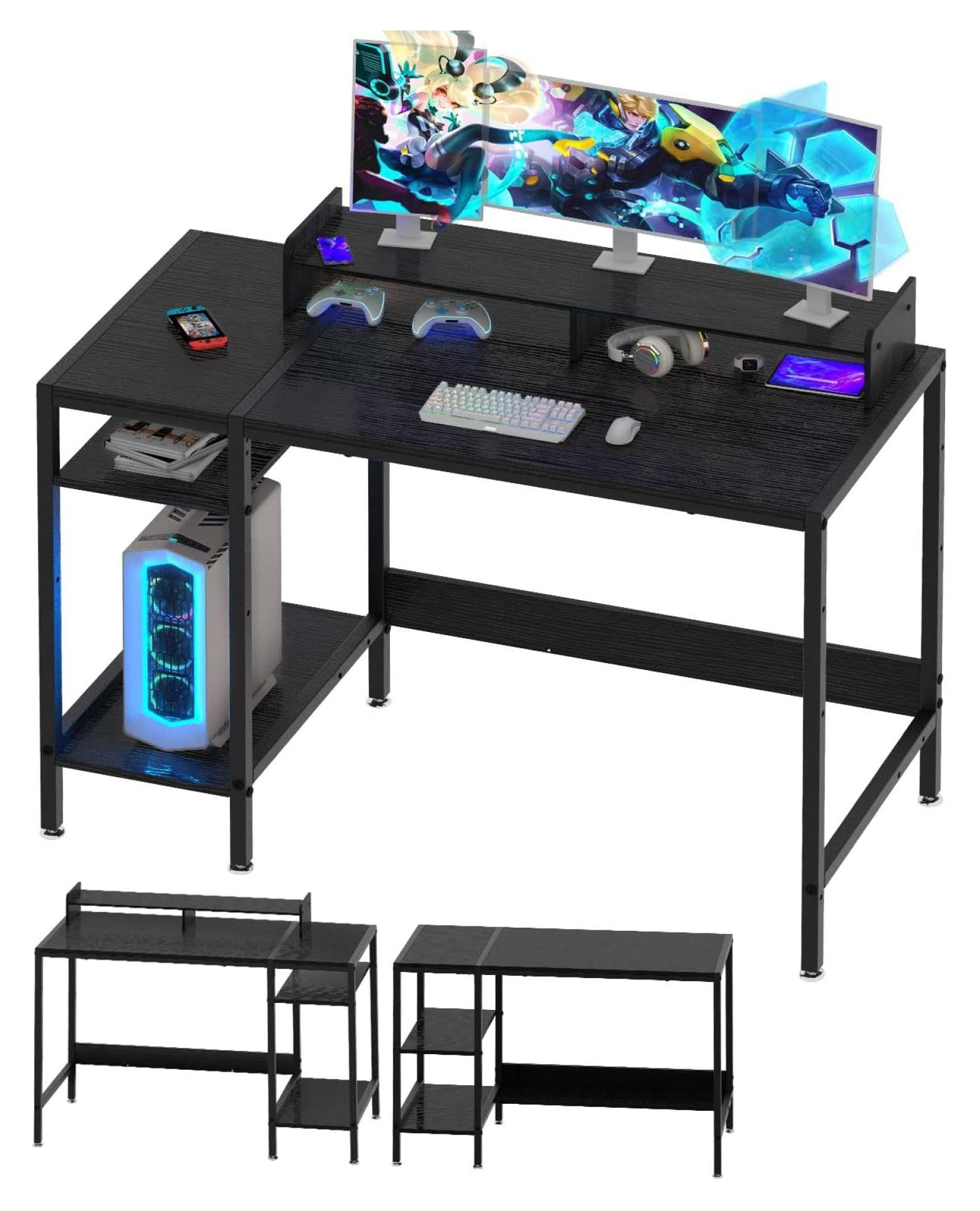 Computer Desk - 47” Gaming Desk, Home Office Desk with Storage, Small ...