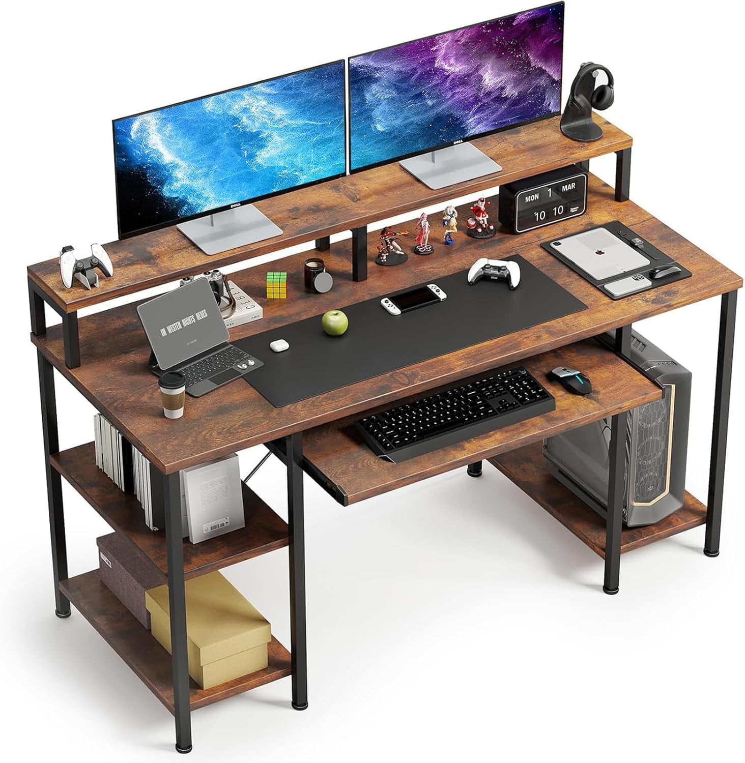 Computer Desk, 48 Inch Home Office Desk, Gaming Desk with Keyboard Tray ...