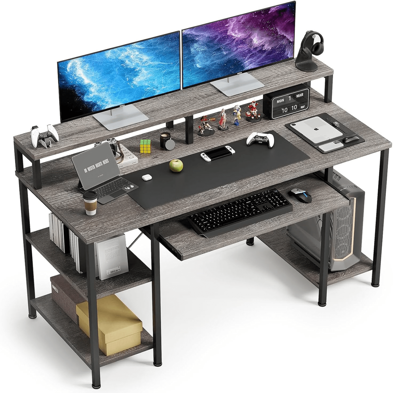 Computer Desk 48 Inch Home Office Desk Gaming Desk with Keyboard Tray ...