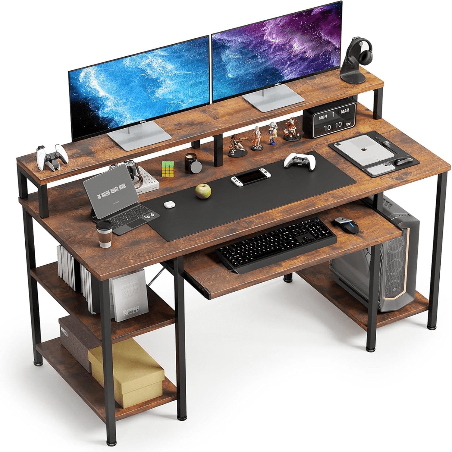Computer Desk 48 Inch Home Office Desk Gaming Desk with Keyboard Tray ...