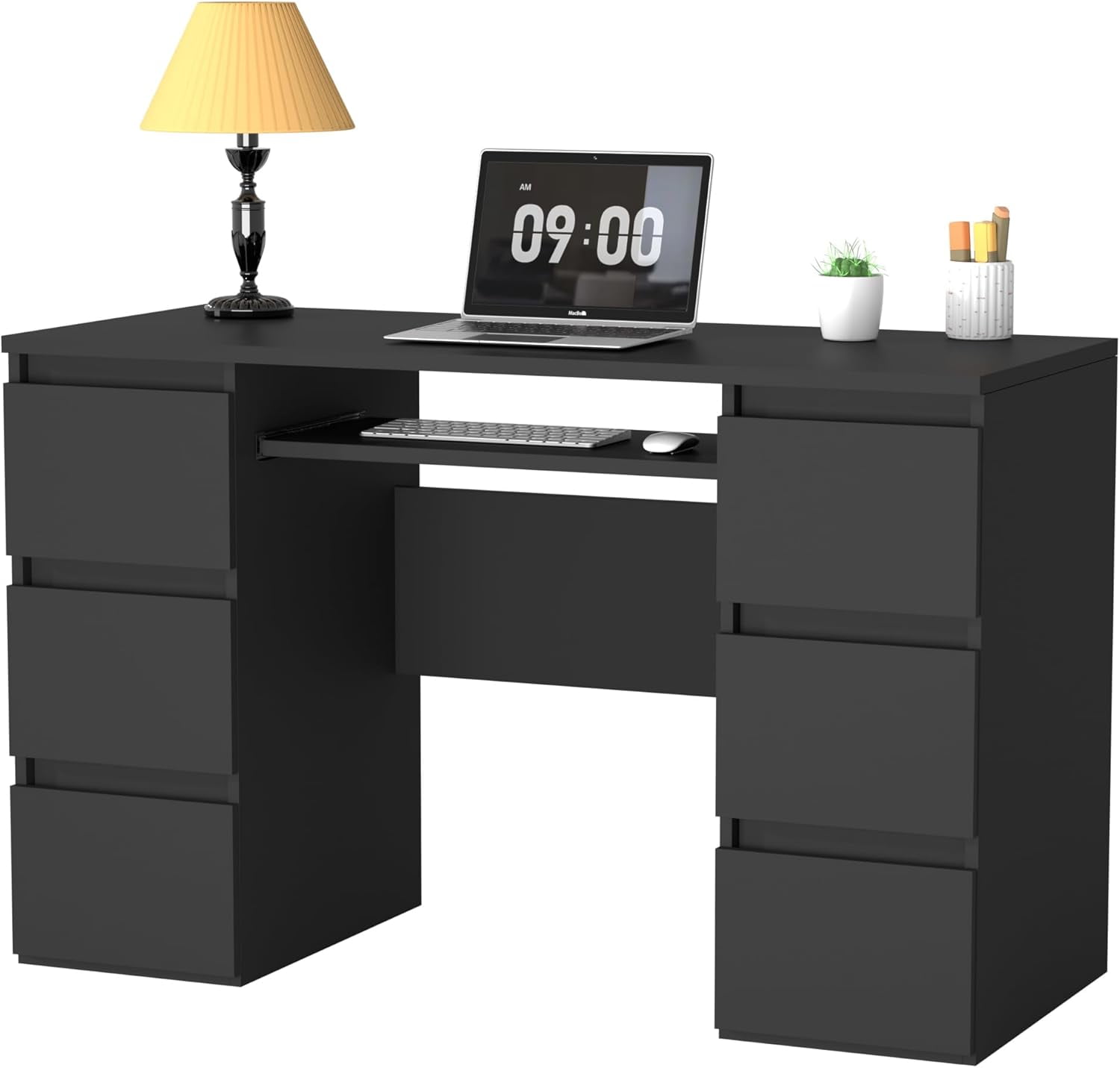 Computer Desk with 6 Drawers, 47'' Home Office Desk with Storage ...