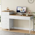Computer Desk with 7 Drawers, 55 inch Home Office Desks with Reversible ...