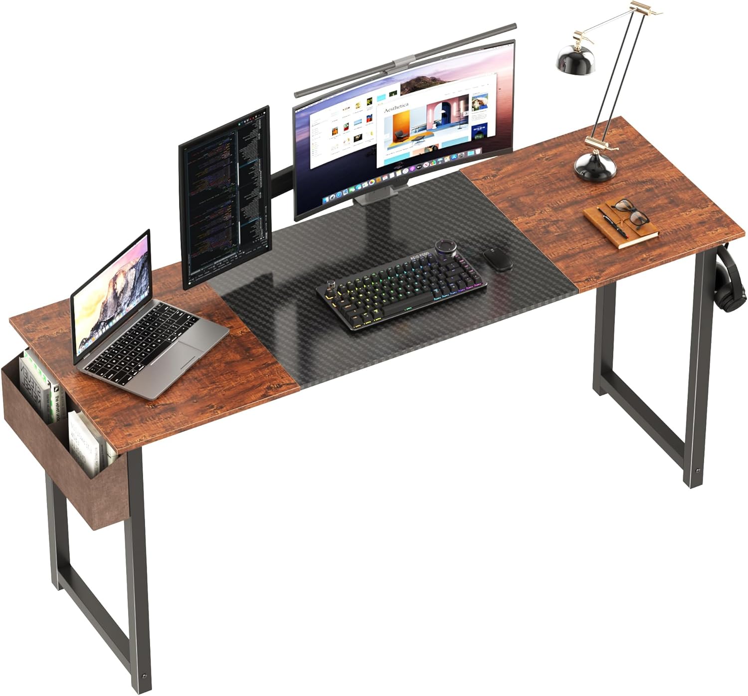 Computer Desk, 70 Inch Office Desk with Storage, Work Study Table with ...