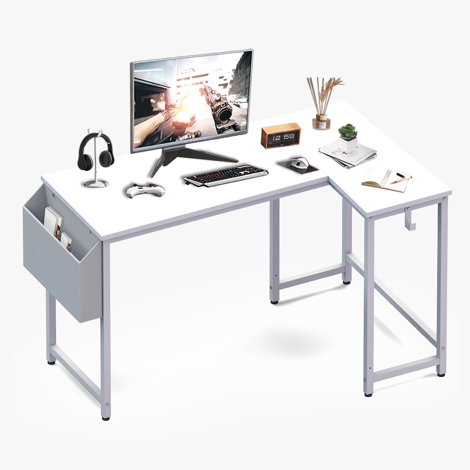 Koligey 47" L-Shaped Ergonomic adults Gaming Desk with Headphone Hook ...