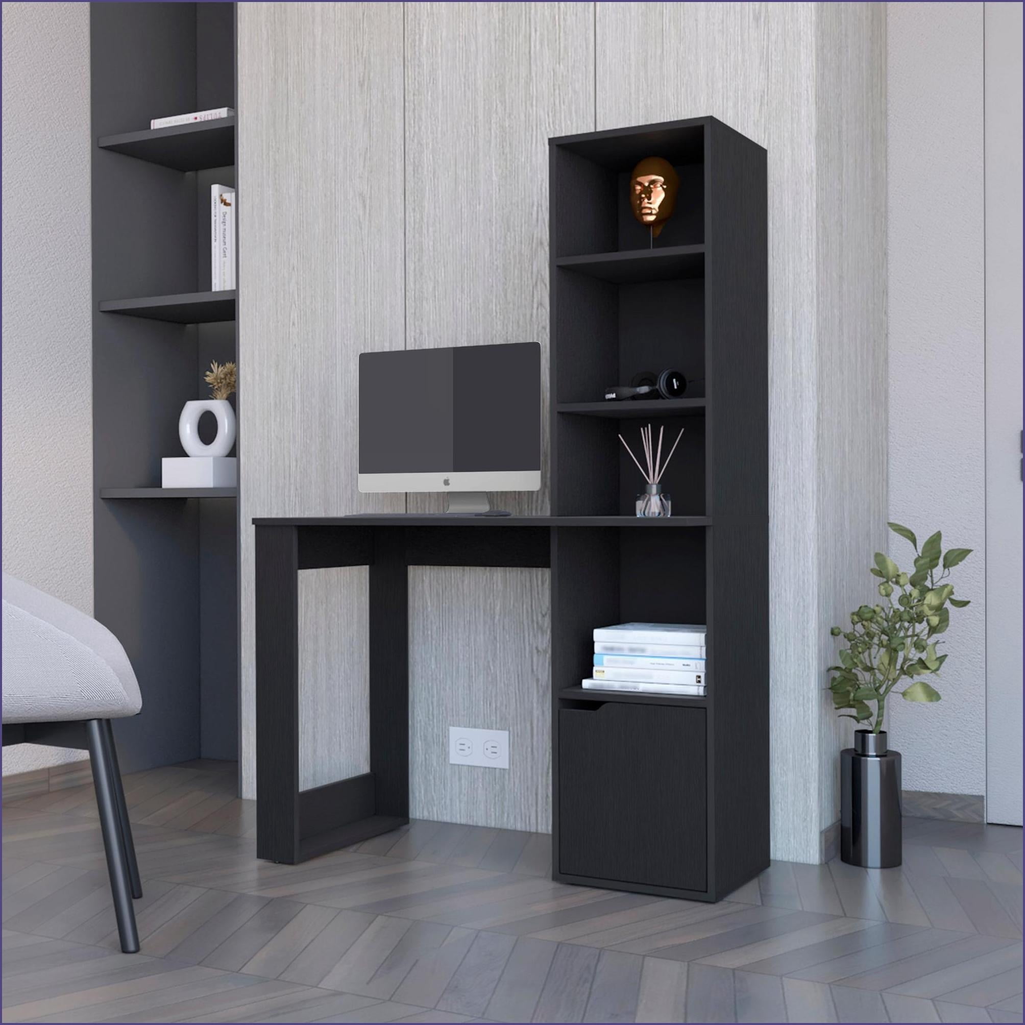 Computer Desk | Anson 4-Tier Bookcase & 1-Door Cabinet | 25.1"W x 17.7 ...