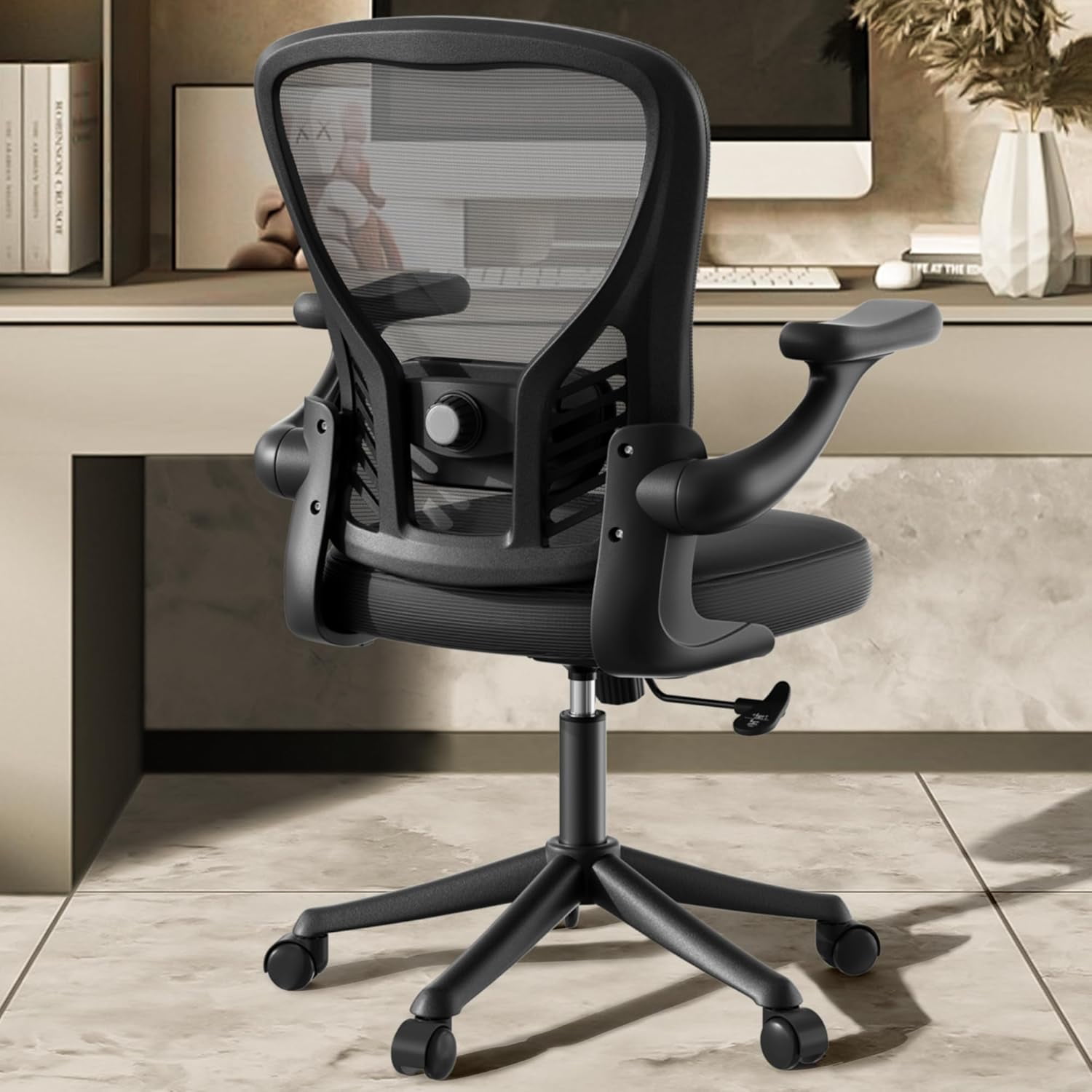 Computer Desk Chair with Wheels, Mesh Office Chair with Flip Up Arms ...
