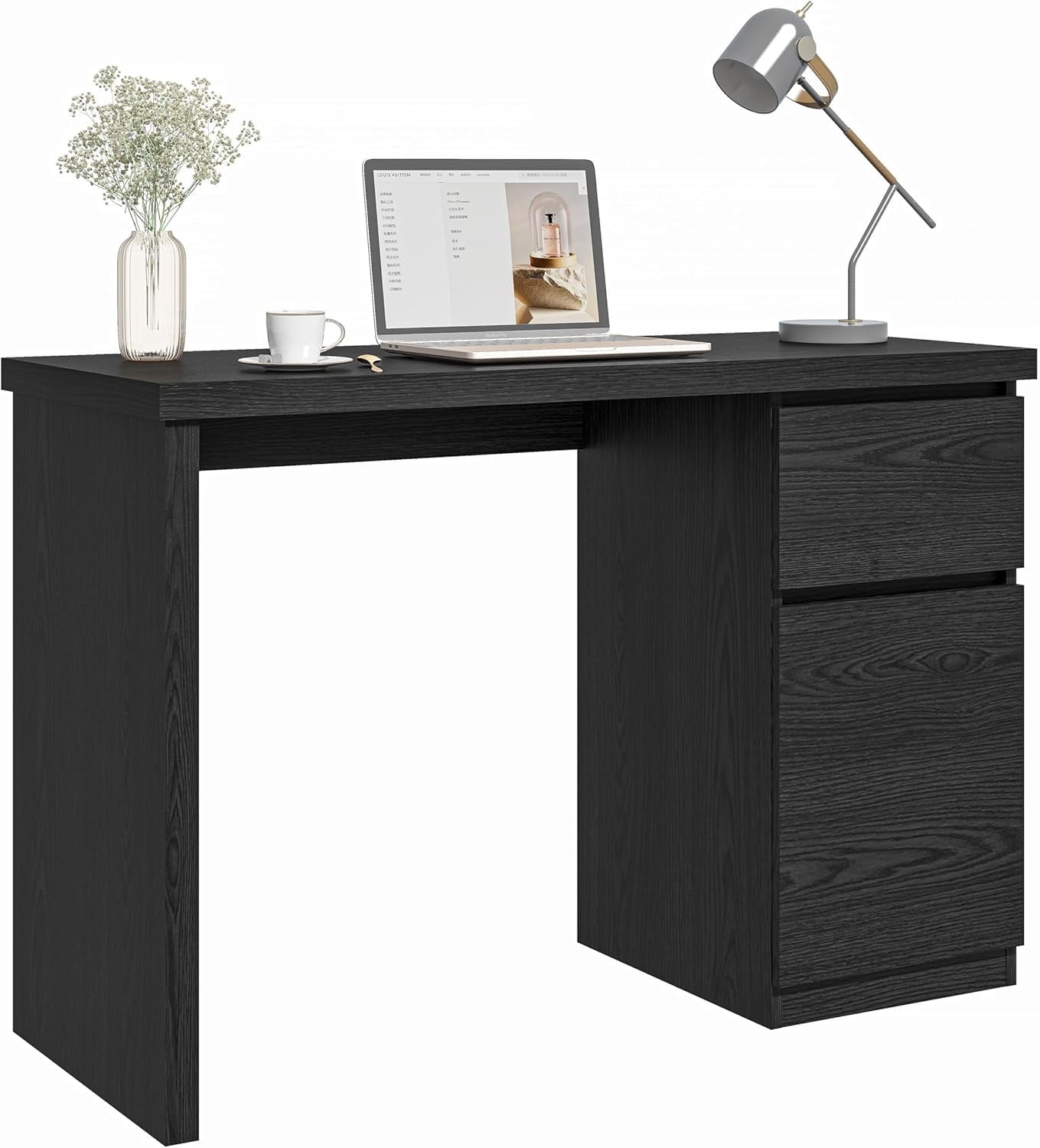 Computer Desk with Drawers, 43 Inch Wood Work Desk, Home Office PC Desk ...
