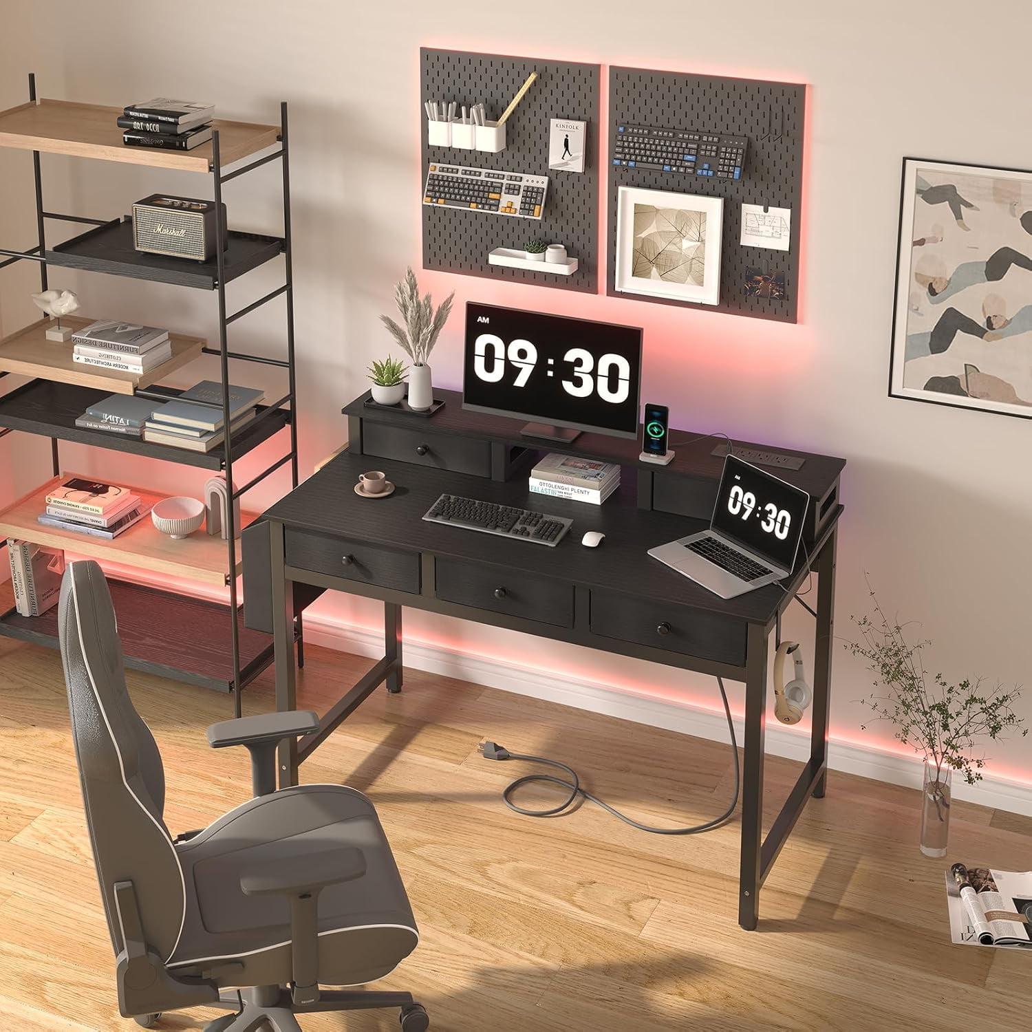 Computer Desk with Drawers for Home Office Bedroom, 40 inch Black ...