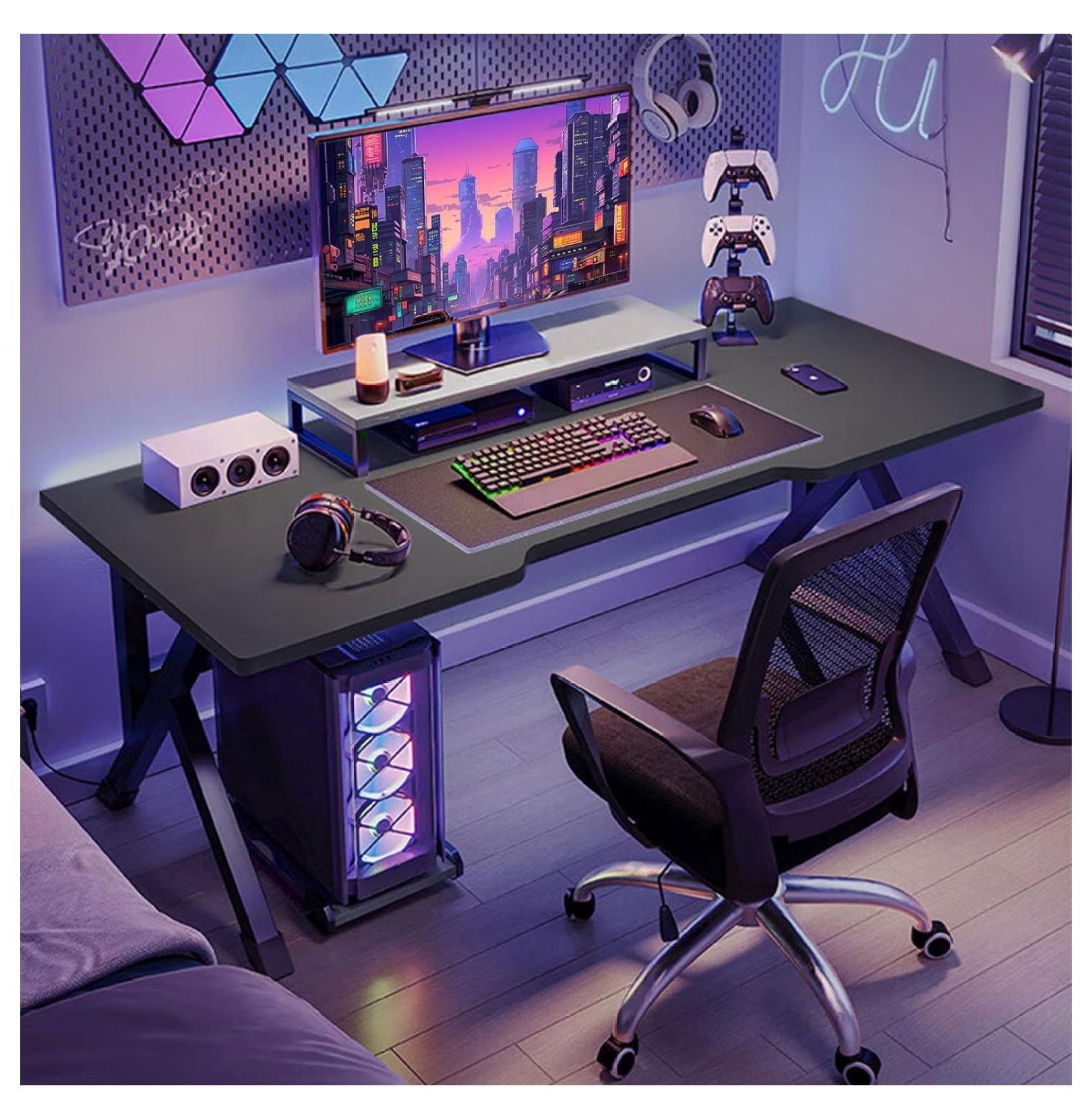 Computer Desk Gaming Desk,X-shaped Gaming Table Sturdy PC Workstation ...