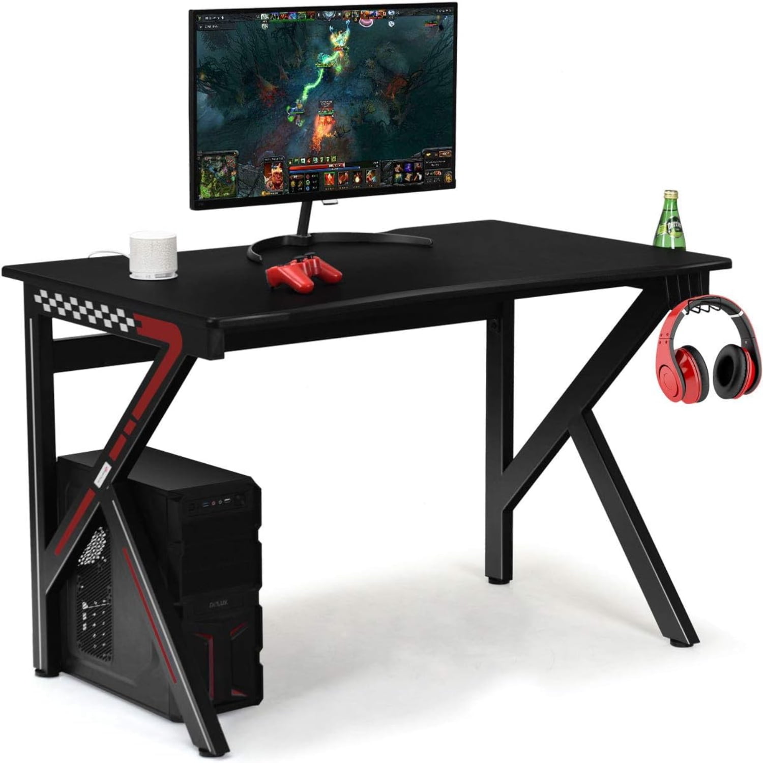 Computer Desk Gaming Desk E-Sports Gaming Workstation with Cup Holder ...