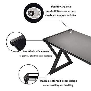 Solid wood Leg Computer Desk Office Computer Desk Wood Writing Gaming ...