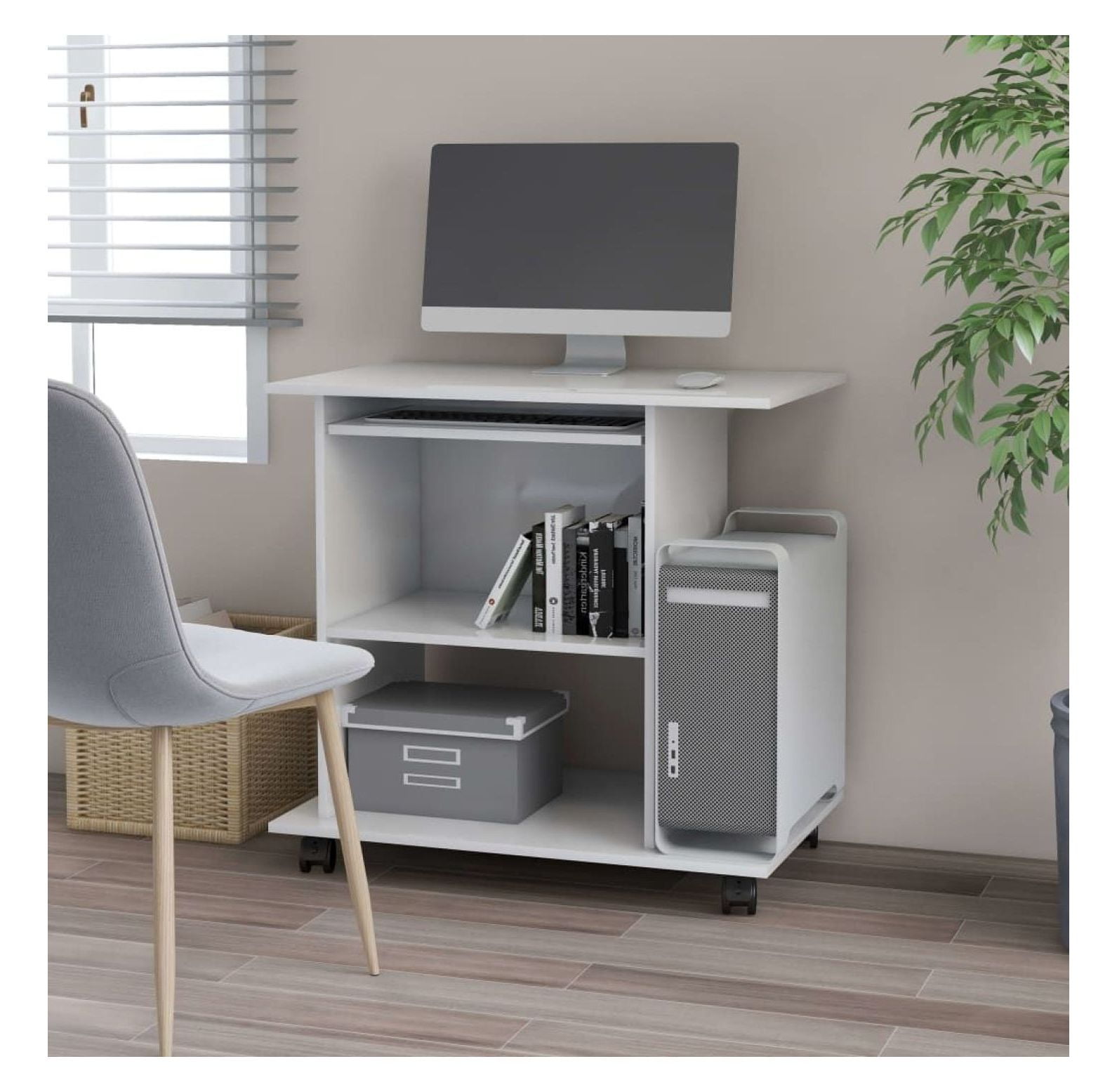 Computer Desk High Gloss White 31.5"x19.7"x29.5" Engineered Wood ...