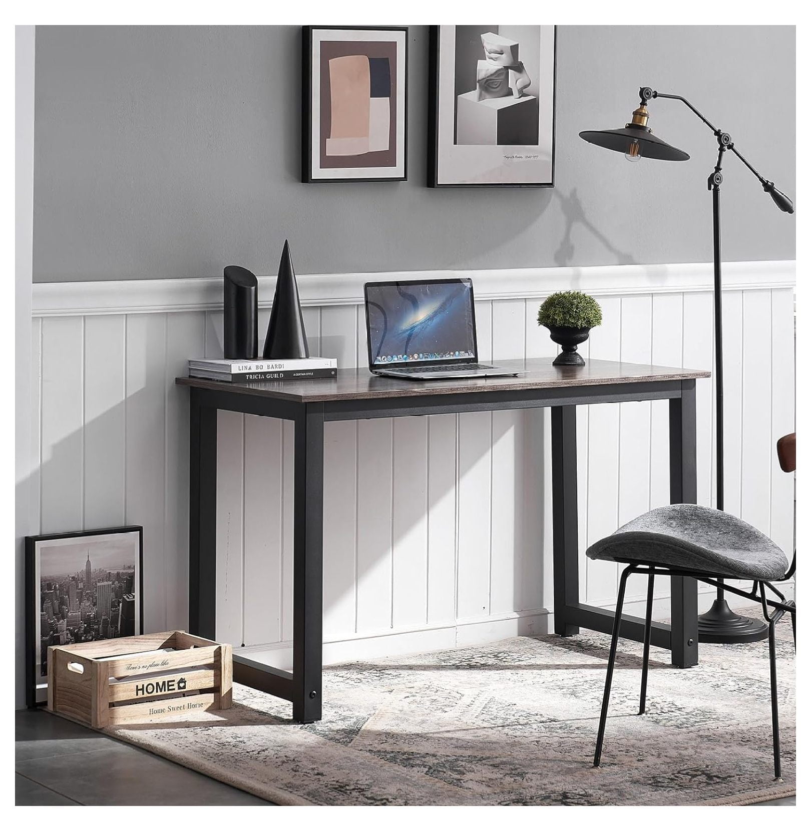 Computer Desk Home Office Desk 47 Inch Small Modern Desk Brown PC ...