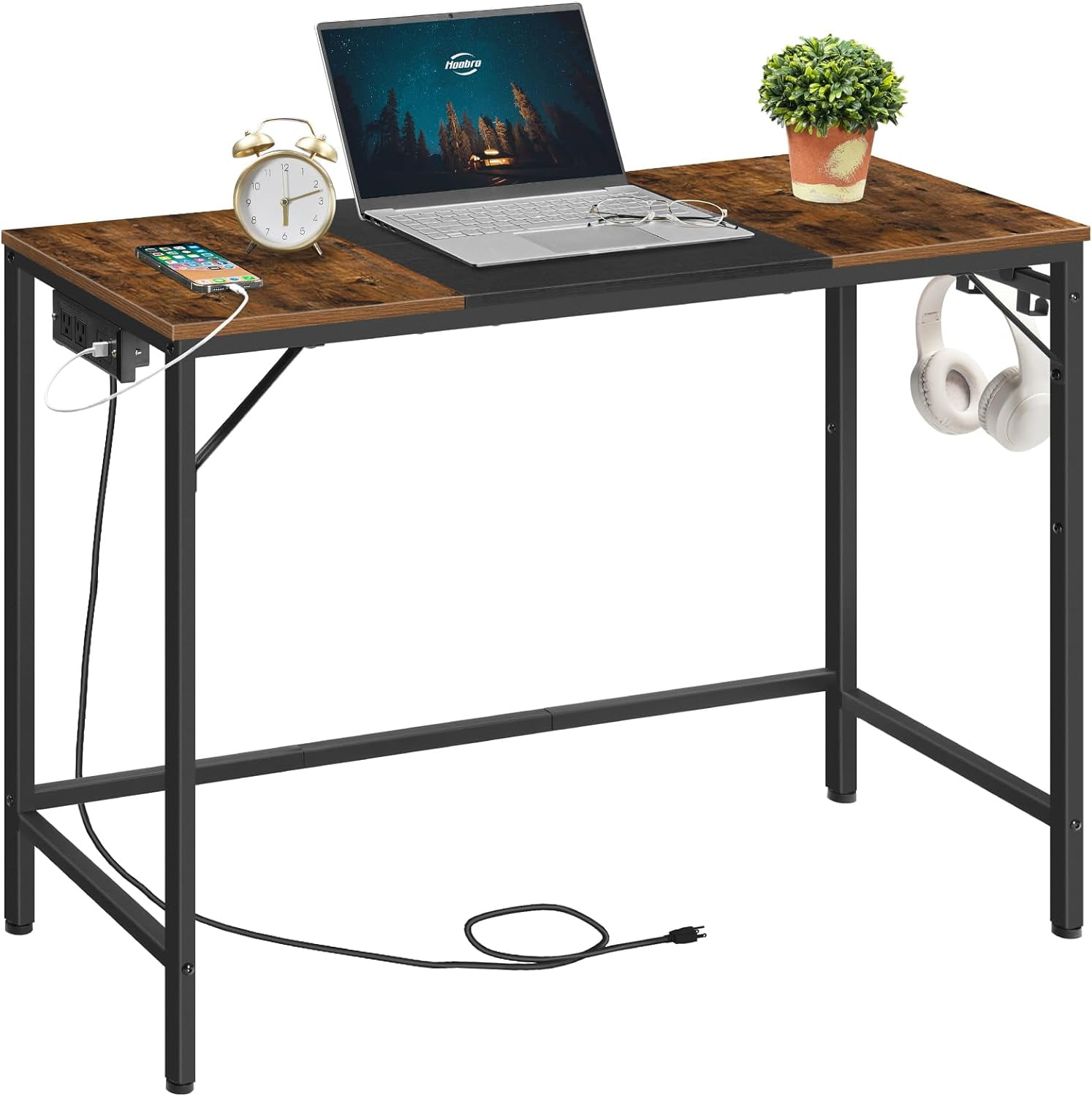 Computer Desk, Home Office Desk with Power Outlet, Modern Study Writing ...