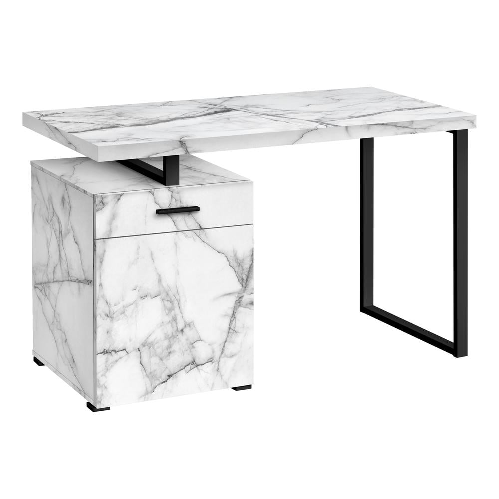 COMPUTER DESK - 48"L / WHITE MARBLE LEFT OR RIGHT FACING - Walmart.com