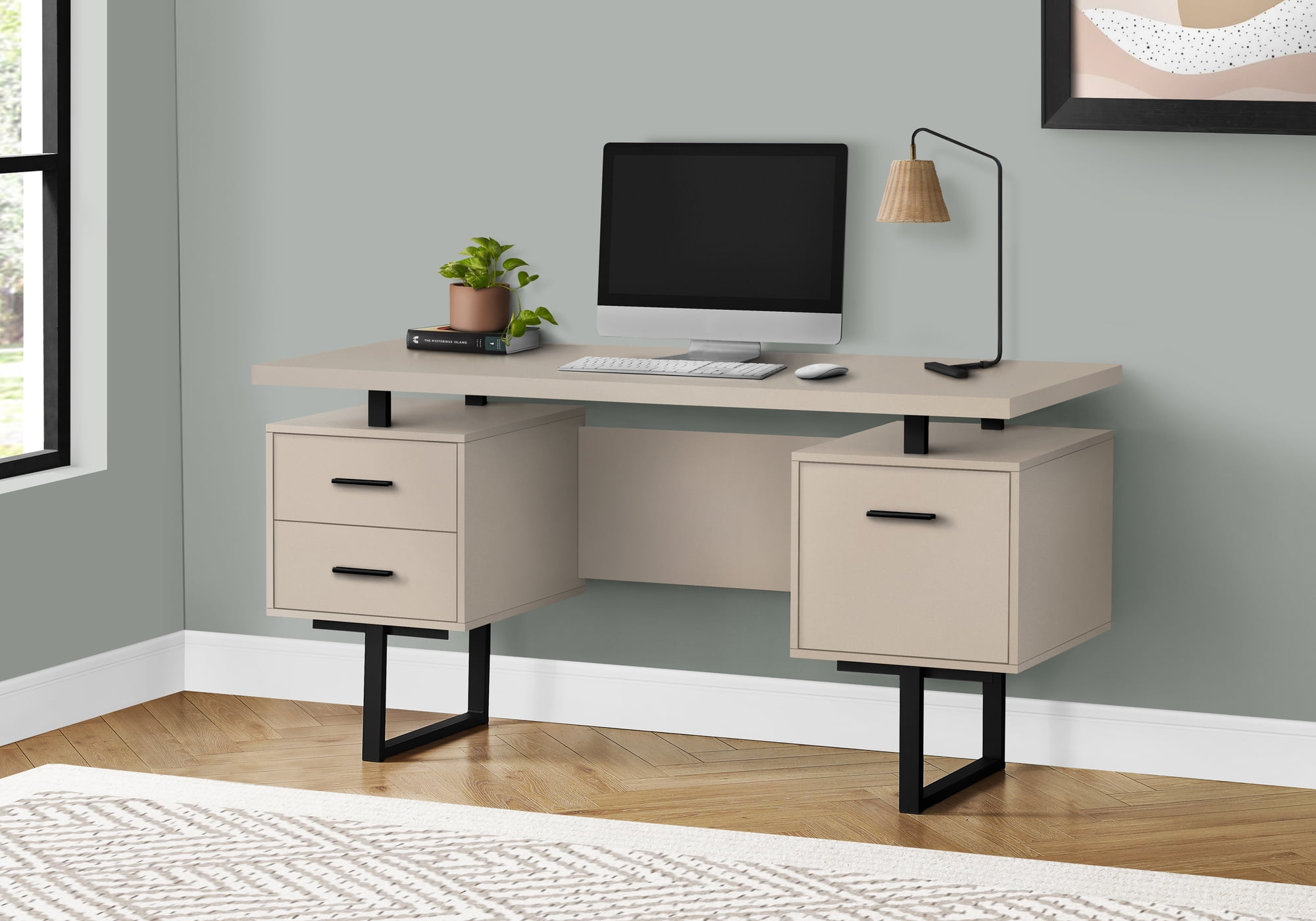 Computer Desk, Home Office, Laptop, Left, Right Set-up, Storage Drawers ...
