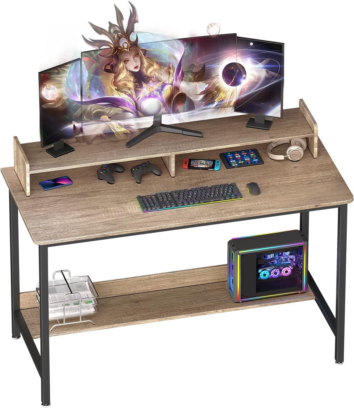 Computer Desk for Home-Office with Storage-Shelves - Modern Simple ...