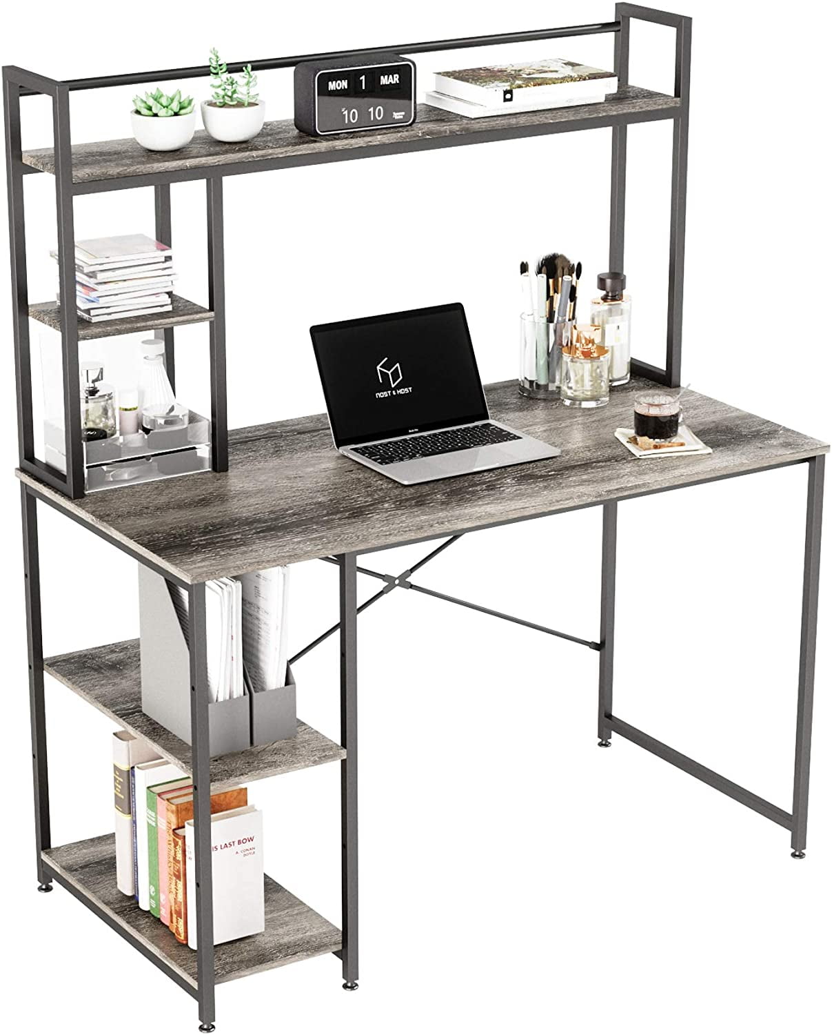 Computer Desk with Hutch & Bookshelf | Home Office Desks with 2-Tier ...