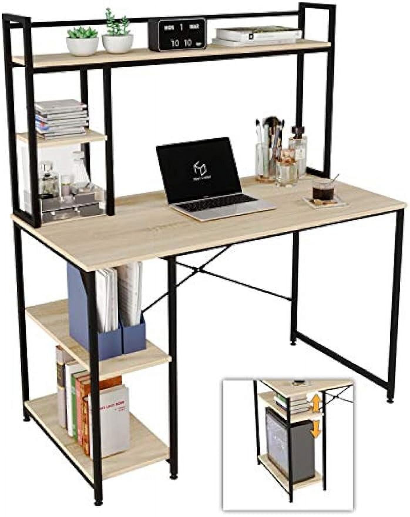 Computer Desk with Hutch and Shelves 47 Inch, Adjustable Storage ...