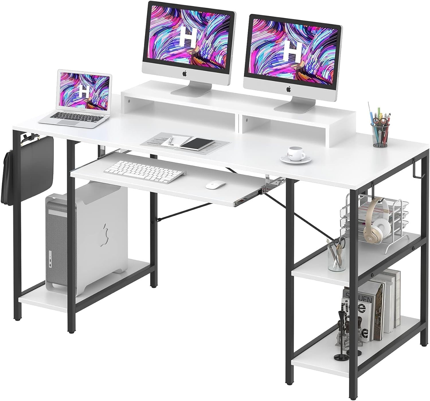 Computer Desk with Keyboard Tray, 55 Inch Music Studio Desk Music ...