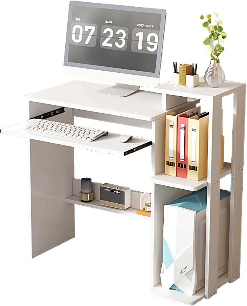 Computer Desk with Keyboard Tray and Bookshelf, 26''Home Office Desk ...