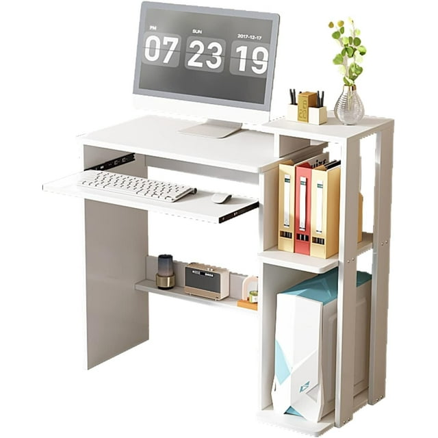 Computer Desk with Keyboard Tray and Bookshelf, 26''Home Office Desk ...