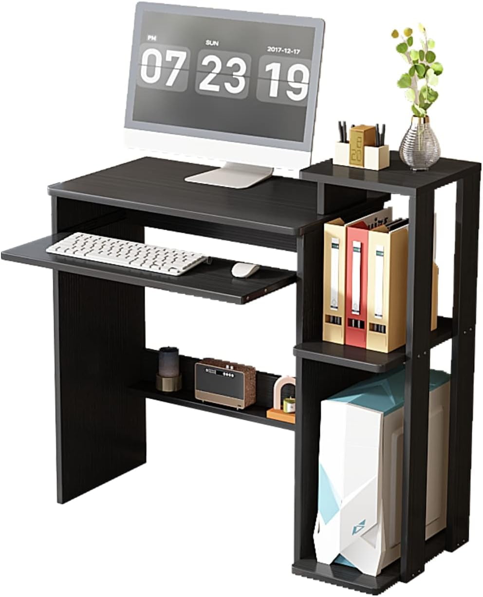 Computer Desk with Keyboard Tray and Bookshelf, 26''Home Office Desk ...