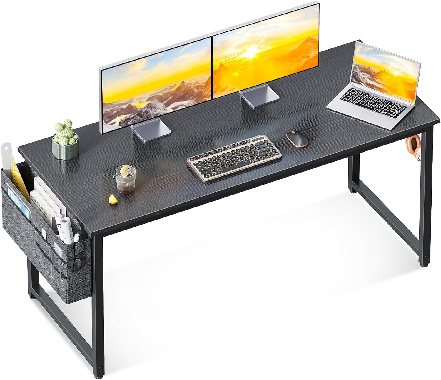 Computer Desk Large Office Desk, 55 Inch Gaming Desk with Storage ...