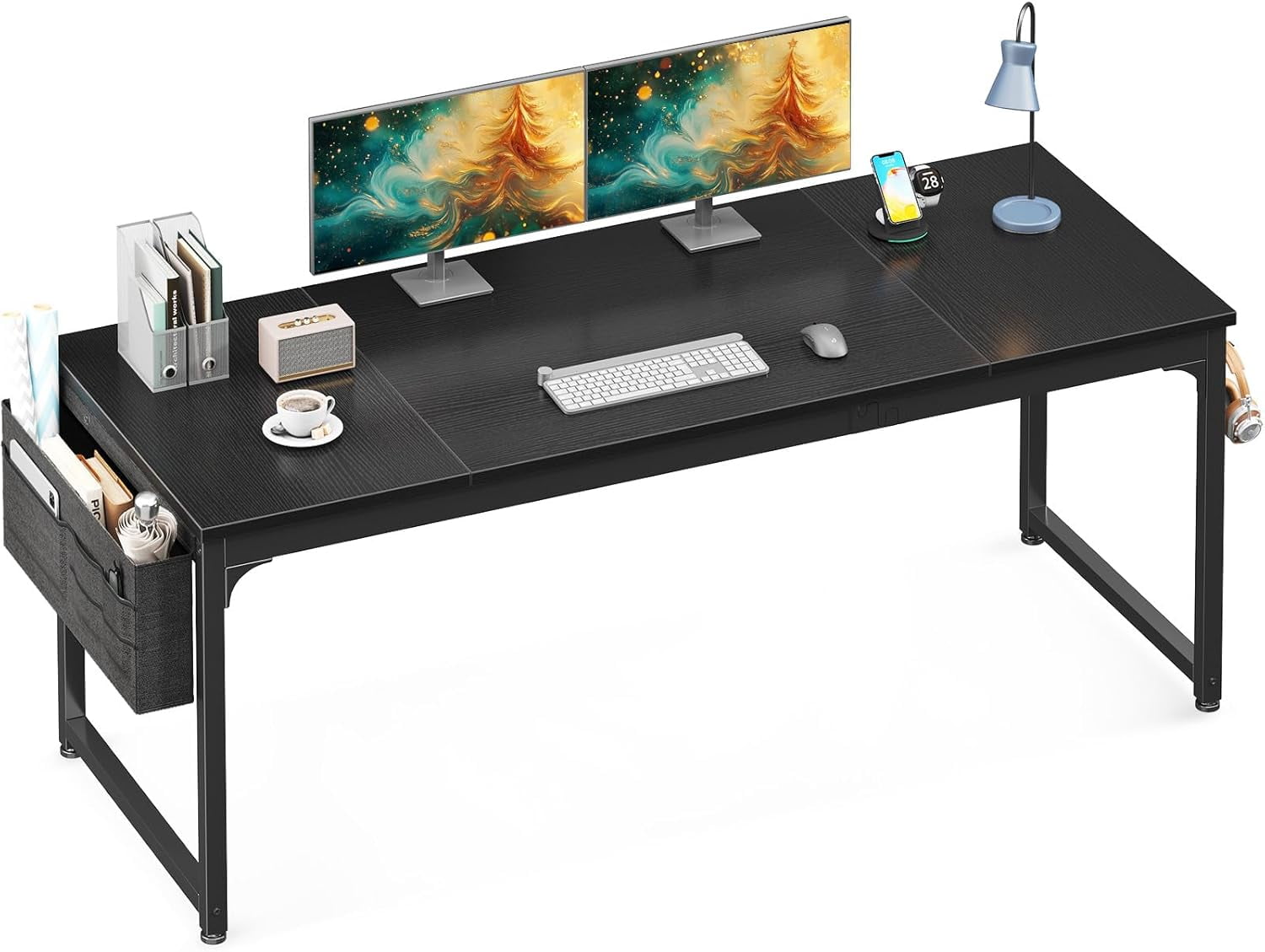 Computer Desk Large Office Desk, 63 Inch Gaming Desk with Storage ...