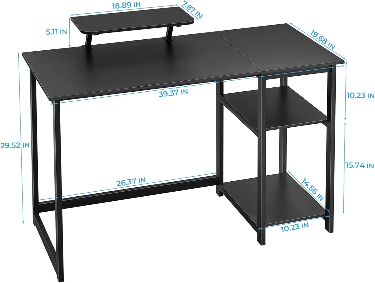 Computer Desk with Monitor Stand,39 inch Small Desk with Reversible ...