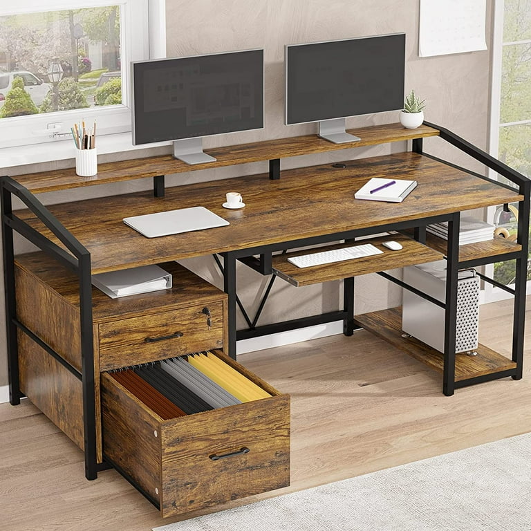 Computer Desk With Storage A4 Filing Drawer Home Office SEDETA Home