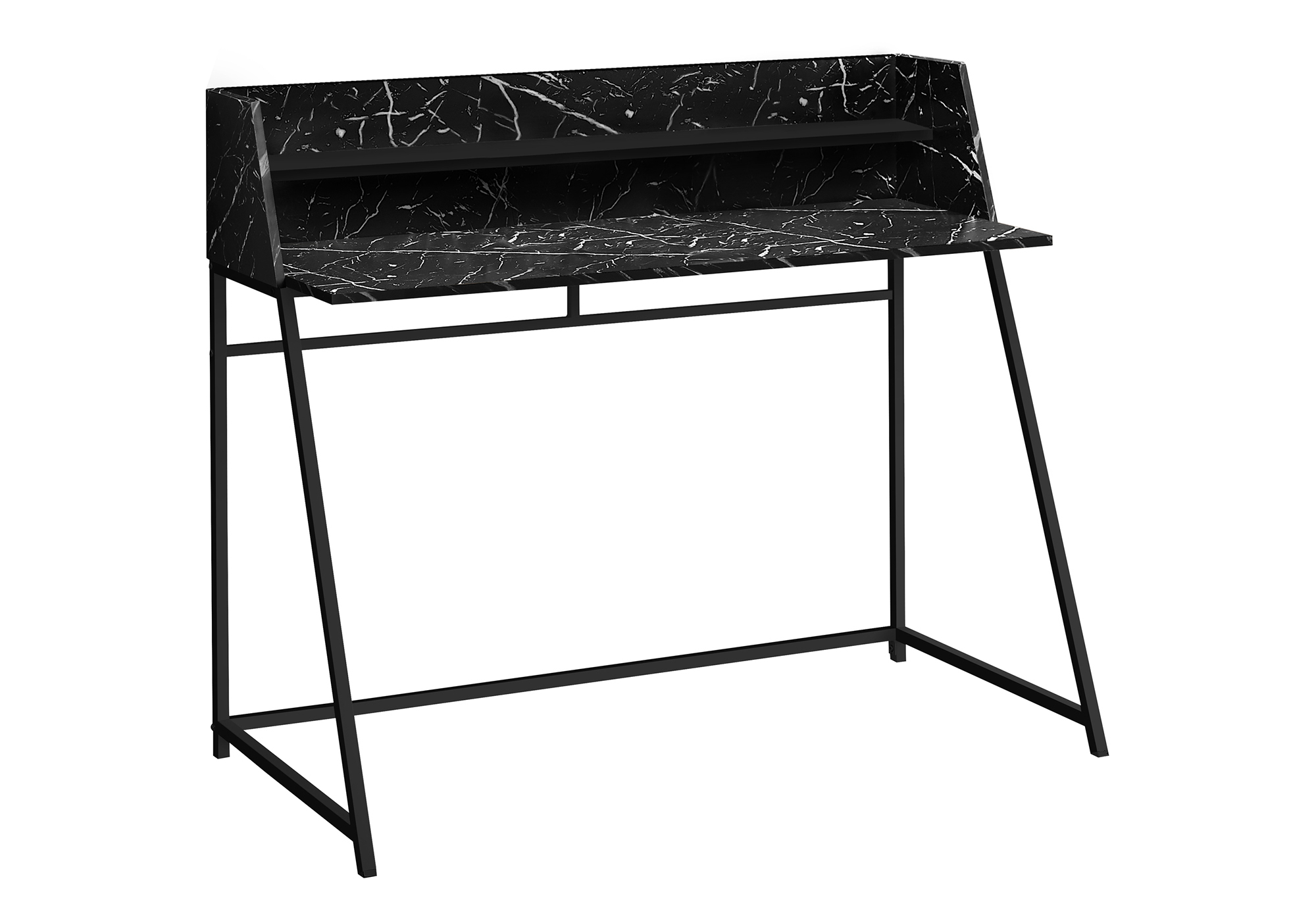 Computer Desk Office Laptop Shelves 48”l Work Black Marble Look ...