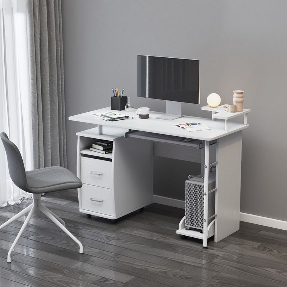 Computer Desk, Office Table with Pull-Out Keyboard Tray and Drawers ...