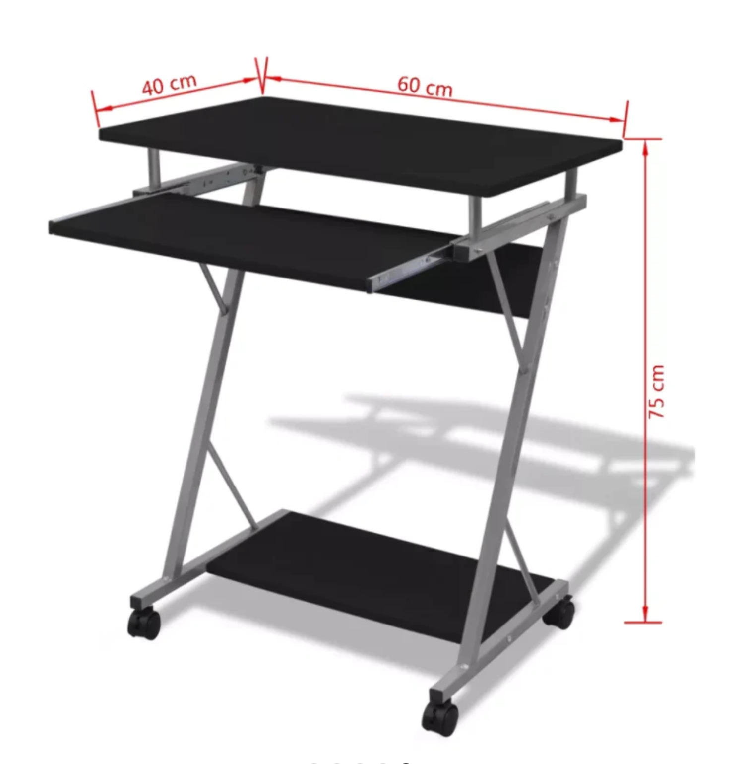 Computer Desk Pull Out Tray Black Furniture Office Student Table ...