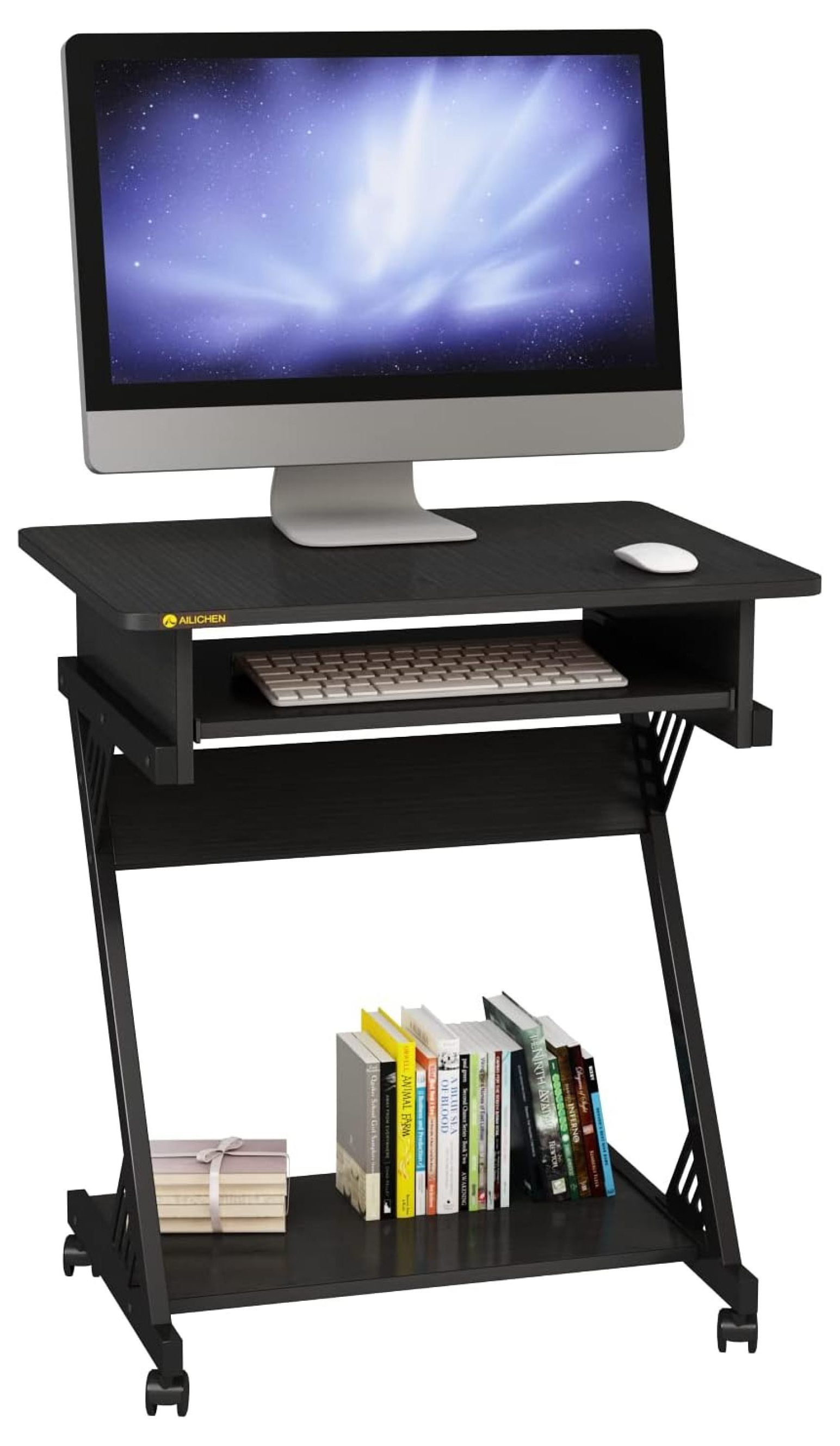 Computer Desk for Small Spaces,23.6" Z-Shaped Compact Study Table with ...