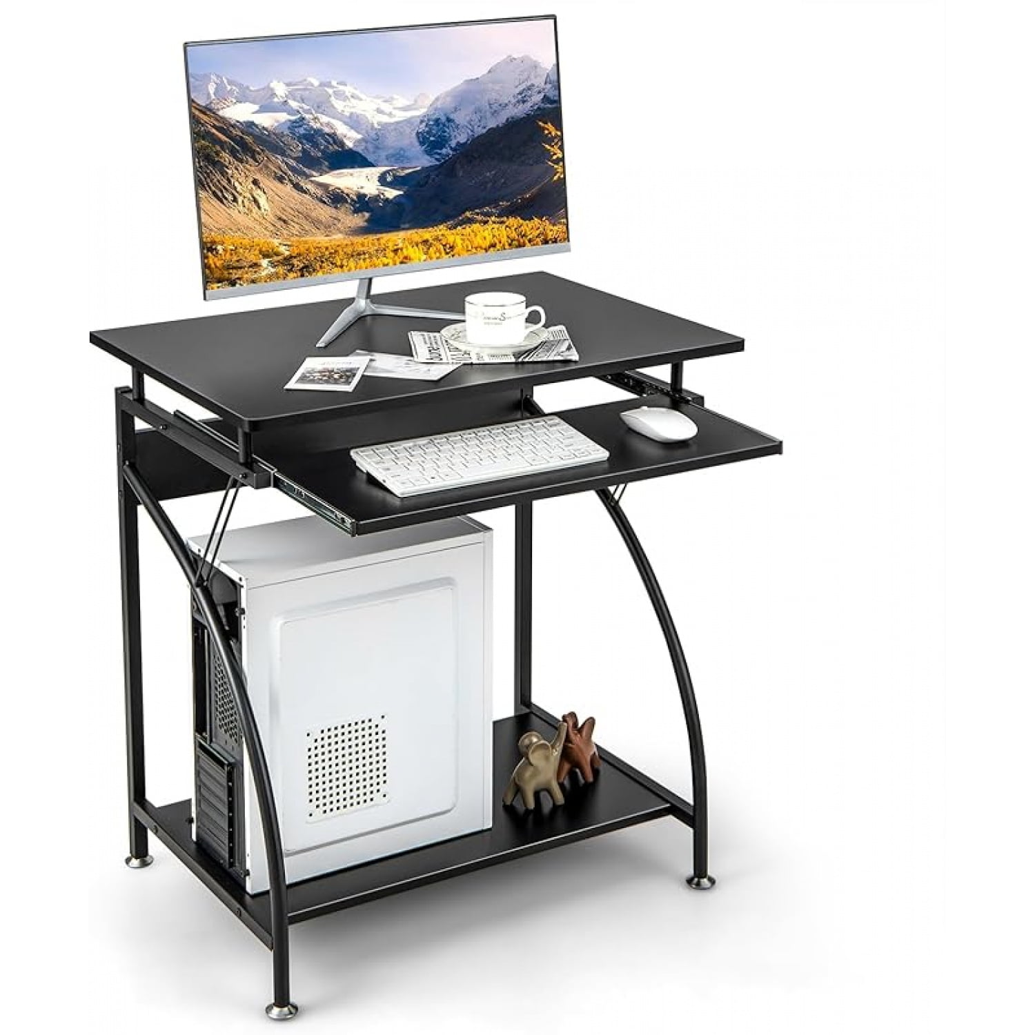 Computer Desk for Small Spaces, 27.5" Laptop Table with Pull-Out ...