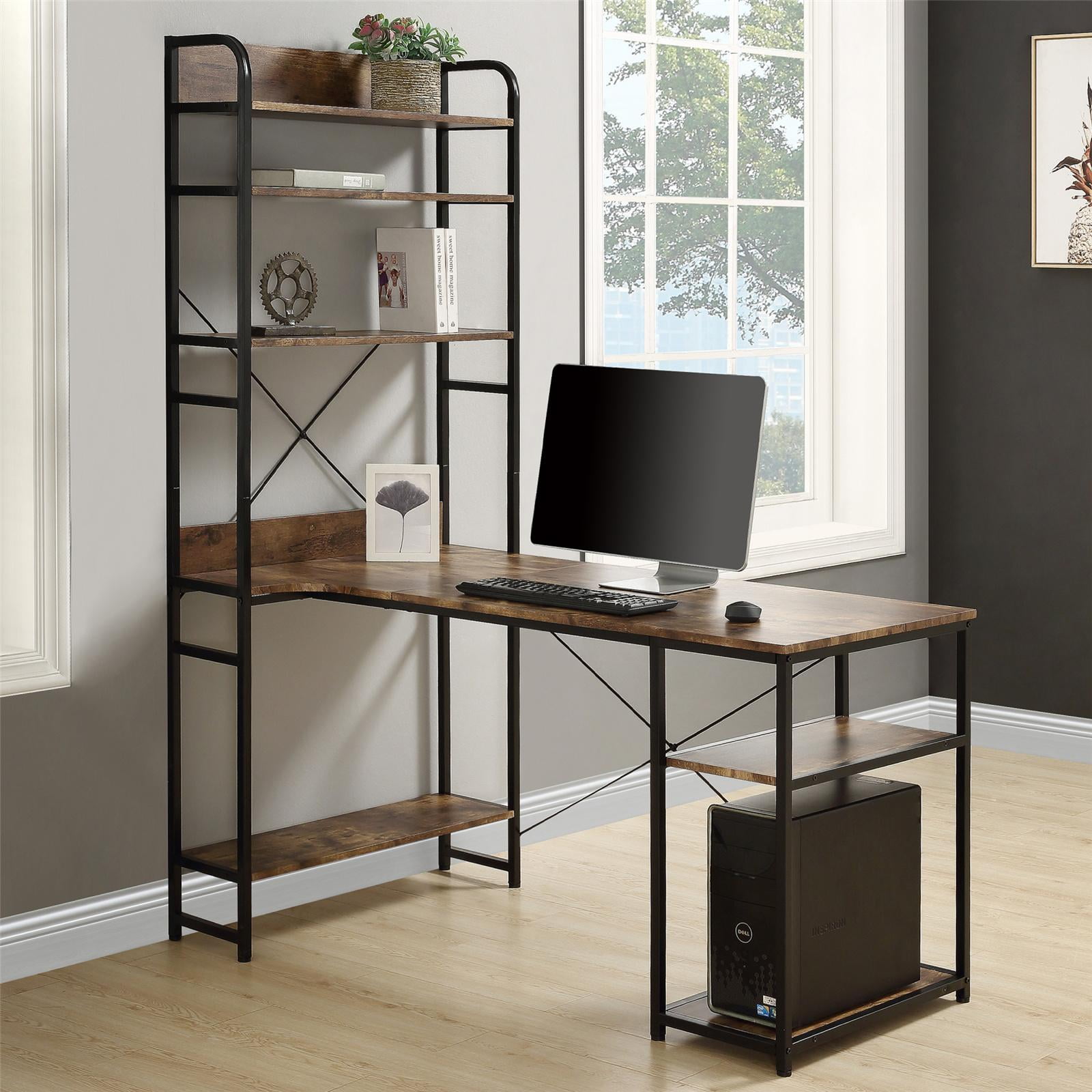Computer Desk with Storage Shelves Modern Writing Home Office Desks ...