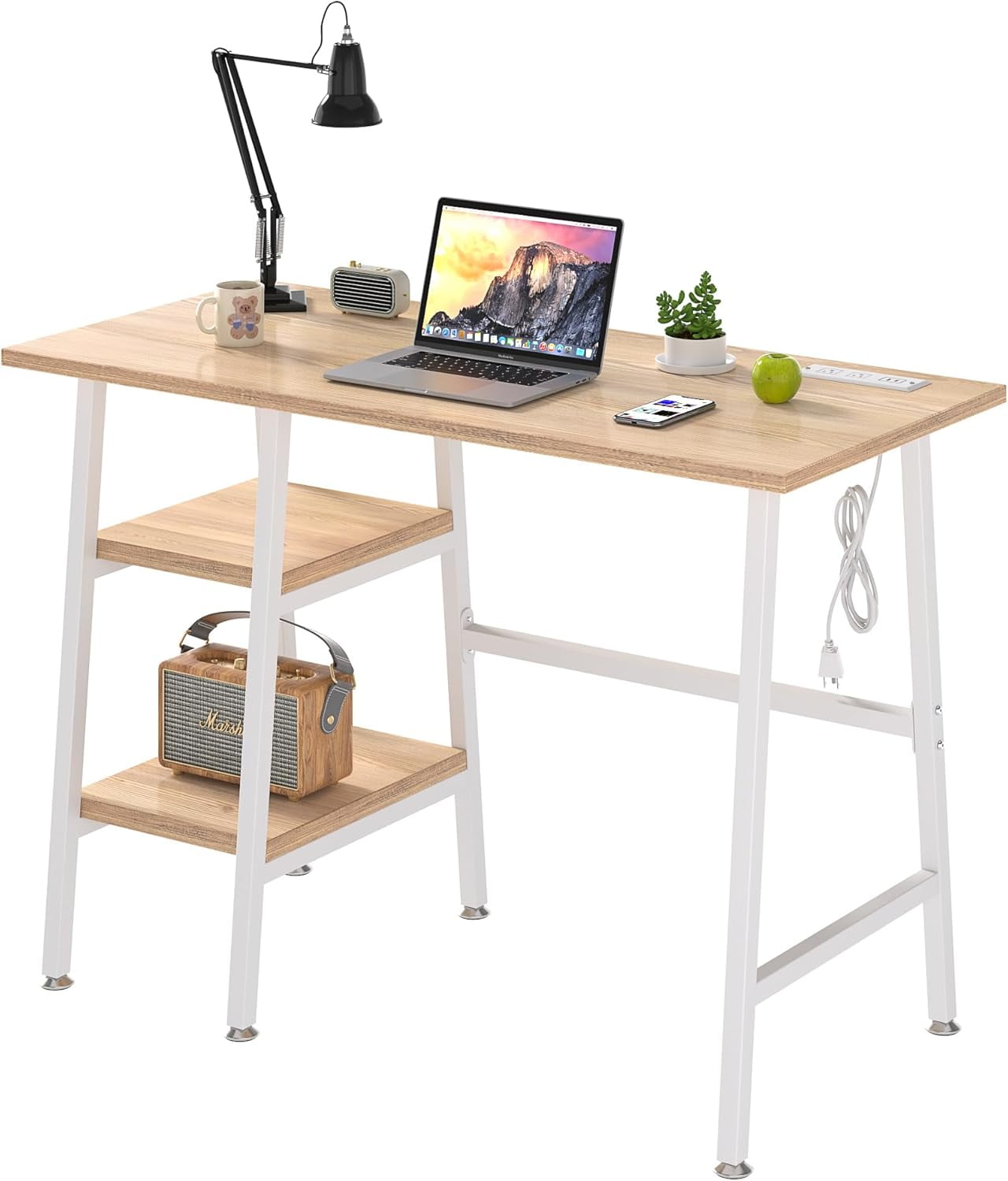 Computer Desk with USB Charging Port and Power Outlet, Teen Study Table ...