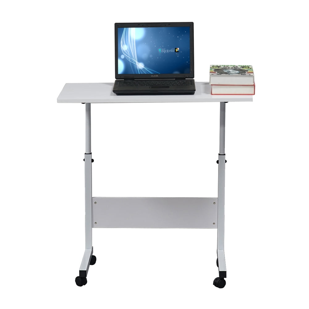 Computer Desk with Wheels, C Shaped End Table, Height Adjustable Couch ...