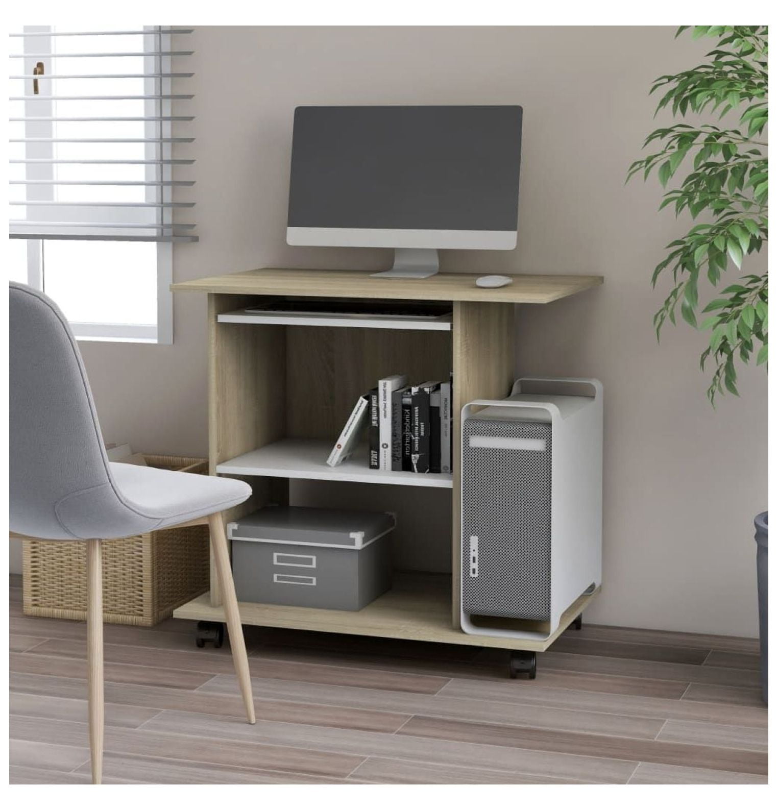 Computer Desk White Sonoma Oak 31.5"x19.7"x29.5" Engineered Wood ...