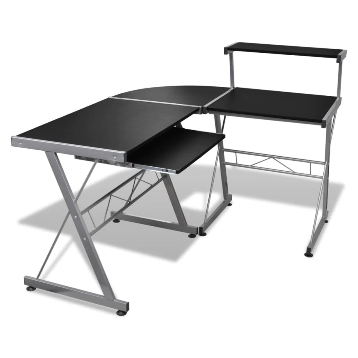 Computer Desk Workstation With Pull Out Keyboard Tray Black - Walmart.com