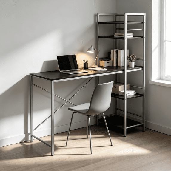 Computer Desk with 4 Storage Shelves, 47.25 in Home Office Workstation ...
