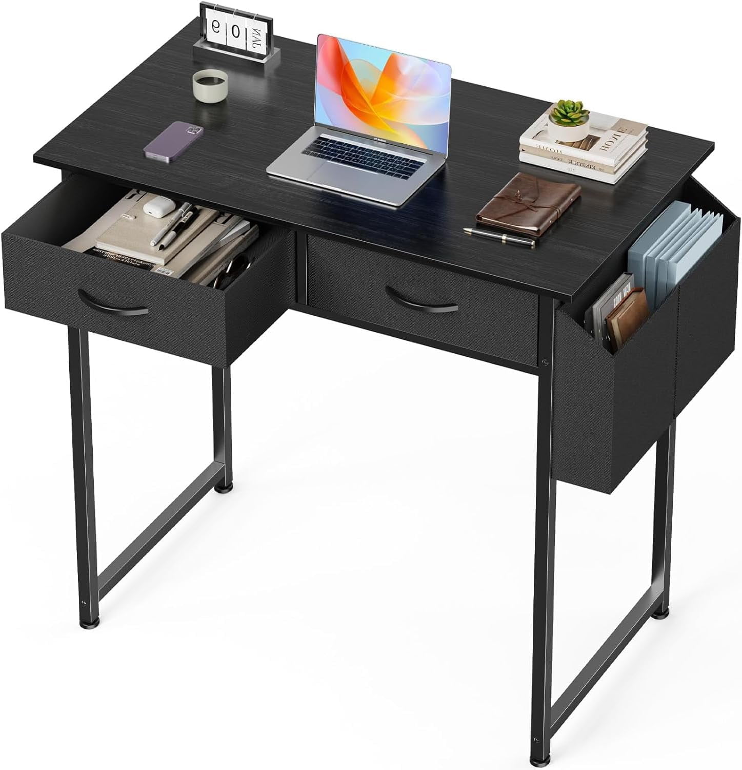 Computer Desk with Drawers Study Writing Table with Storage Bag ...
