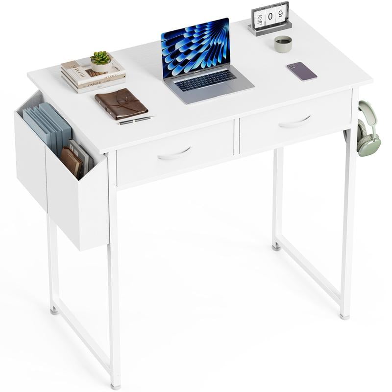 Computer Desk with Drawers Study Writing Table with Storage Bag ...